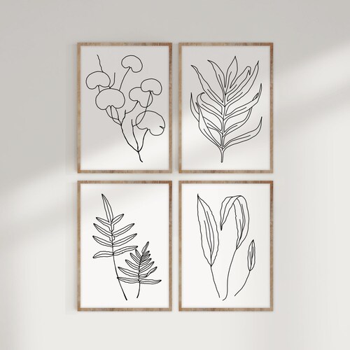 Botanical Line Art Print Set of 2 Minimal Line Drawing Wall - Etsy Botanical Line Art Print Set of 2 Minimal Line Drawing Wall - Etsy