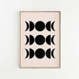 Mid Century Modern Print, Moon Phases Print, Boho Home Decor, Celestial ...