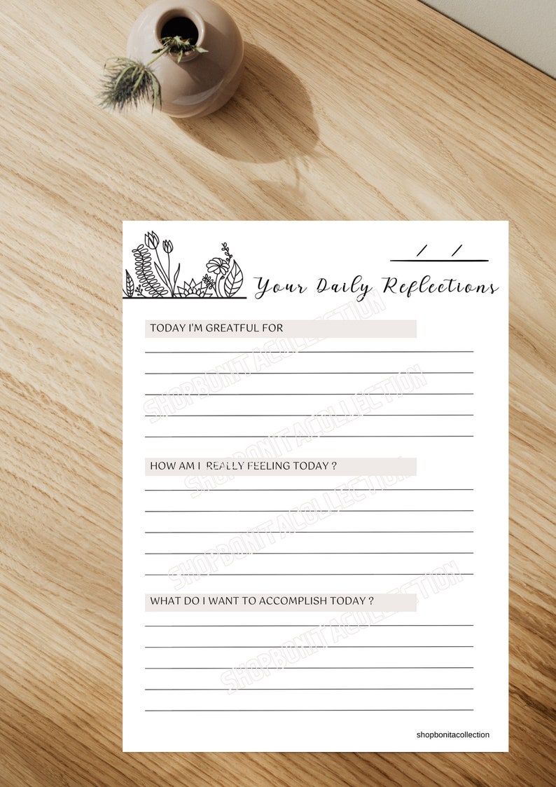 Self-reflection Printable Worksheet your Daily Reflections - Etsy