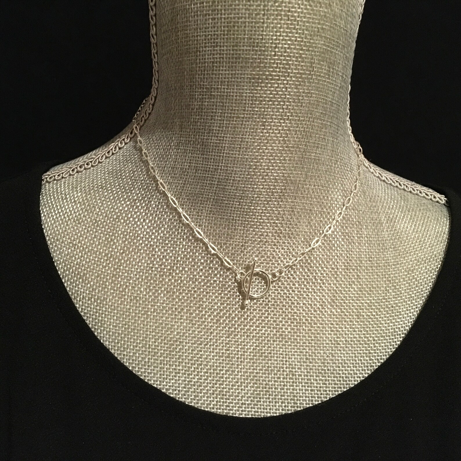 Sterling Silver Paperclip Chain and Toggle Necklace Front - Etsy