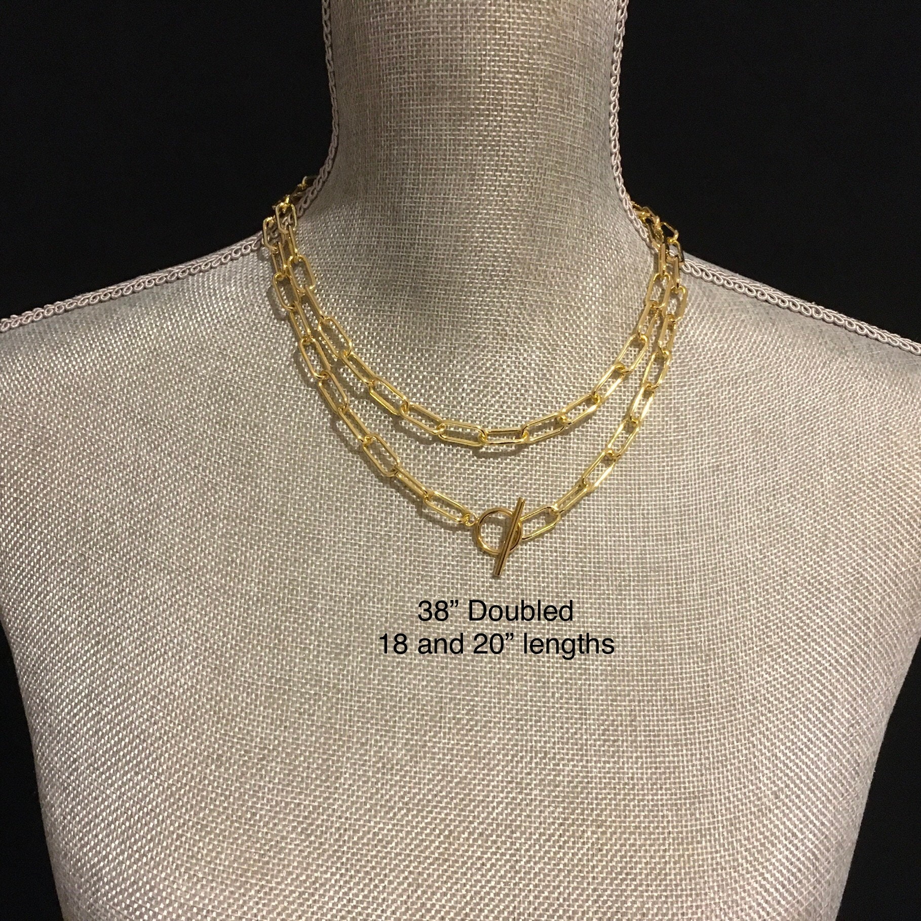 Pave Gunmetal Carabiner Clasp Choker, Silver or Gold Paperclip Chain ...