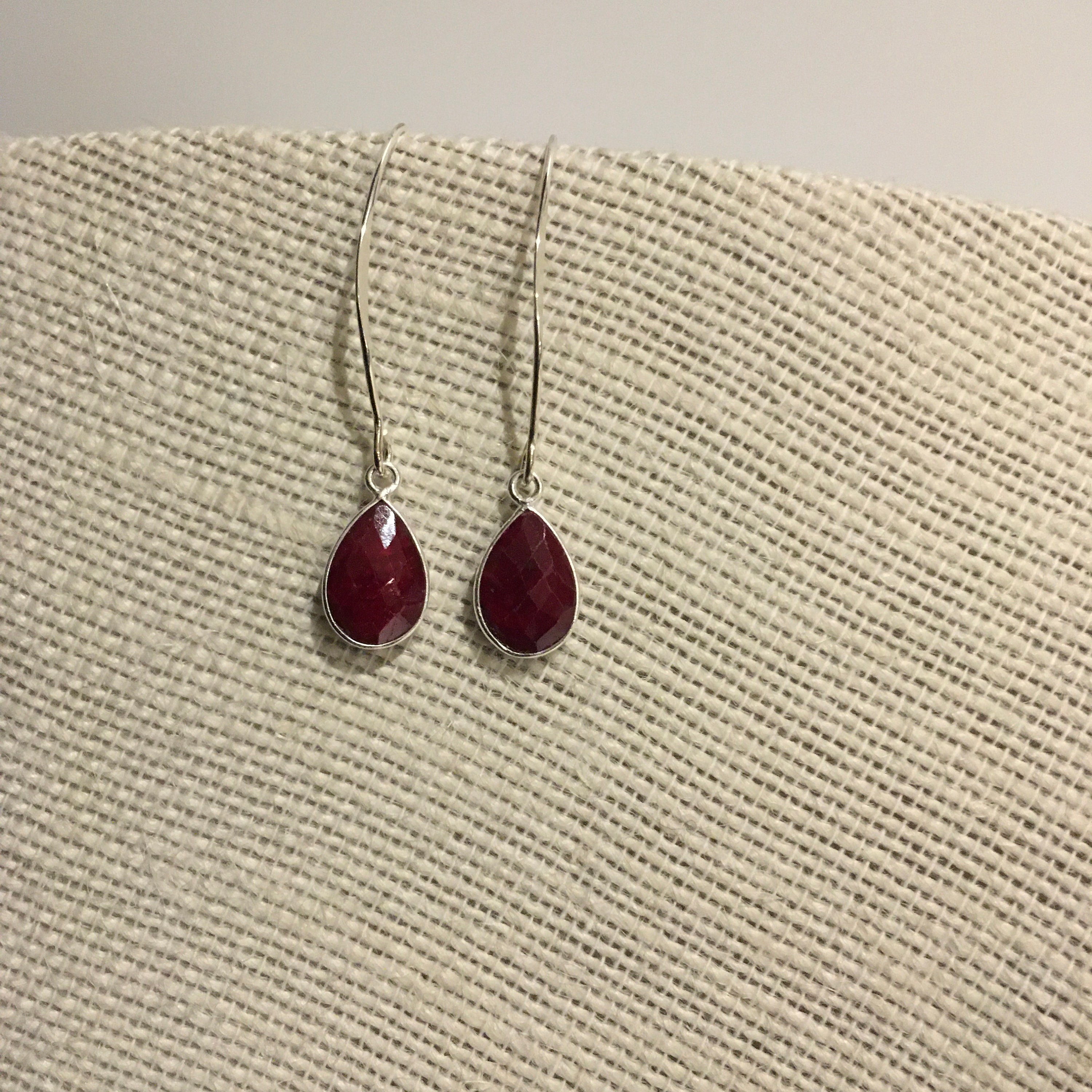 Dainty Ruby Earrings Sterling Silver Ruby earrings tiny | Etsy