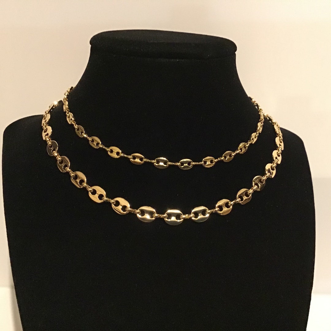 Gold Mariner Style Chain, 14k Gold Filled Chain Choker, Gold Mariner ...