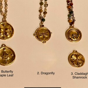 Antique Matte Gold Chain With Toggle and Coin Pendant, Irish Claddagh ...