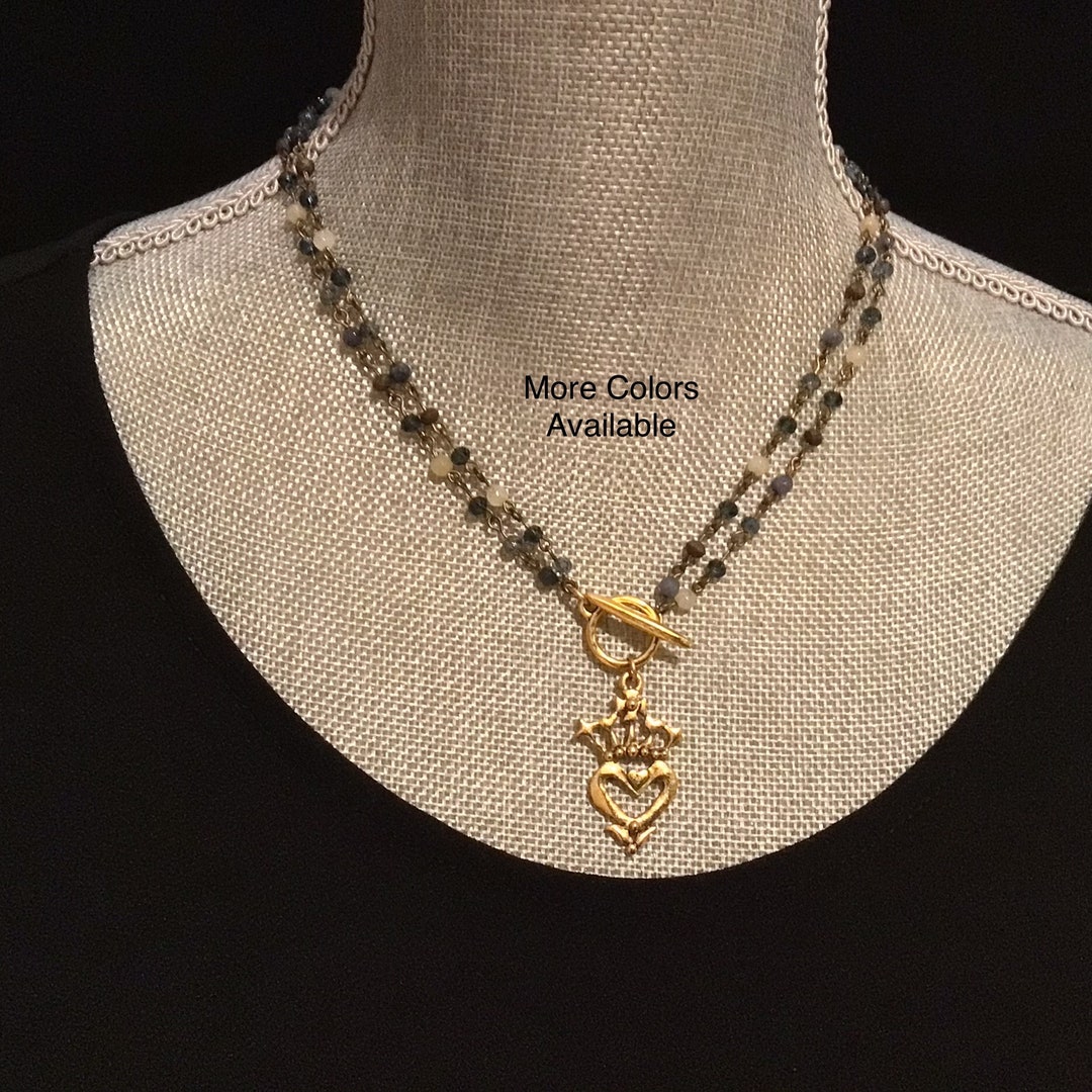 Rosary Chain Choker With Scottish Luckenbooth Charm, Front Toggle Clasp ...