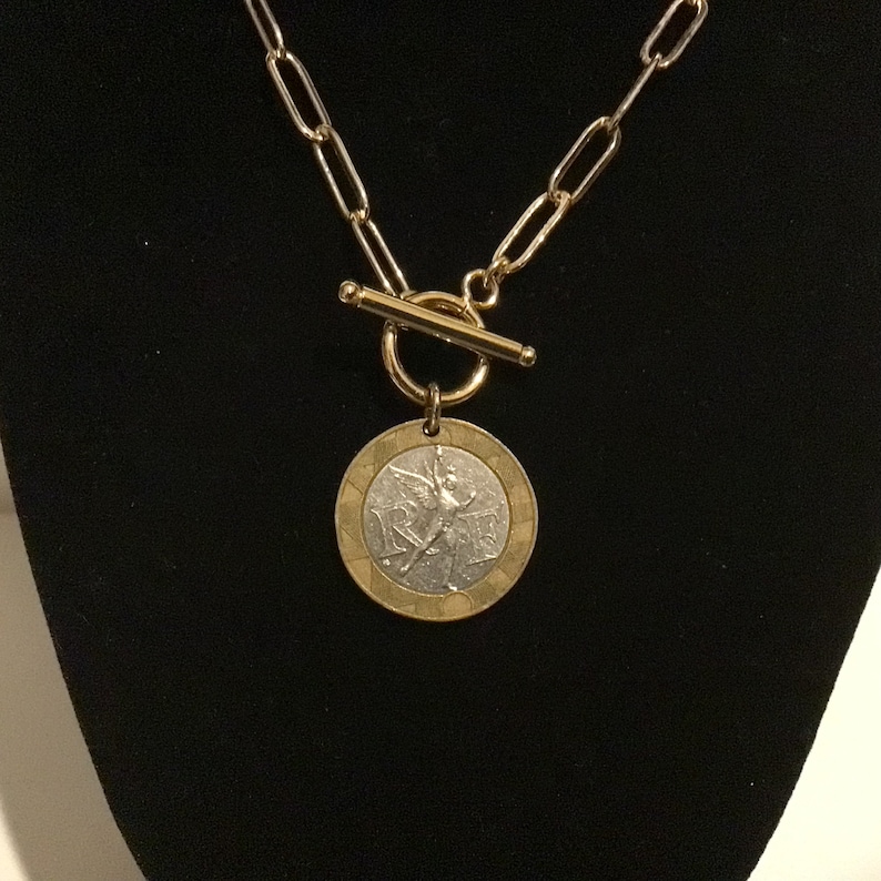 French Franc Coin Necklace With 14k Gold Filled Paperclip Chain and ...
