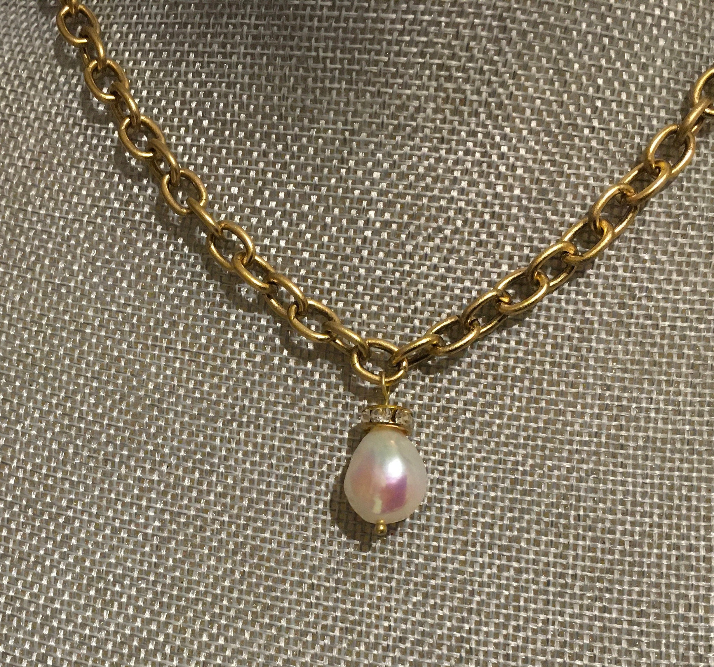 Chunky Gold Chain Toggle Choker Baroque Pearl necklace black | Etsy