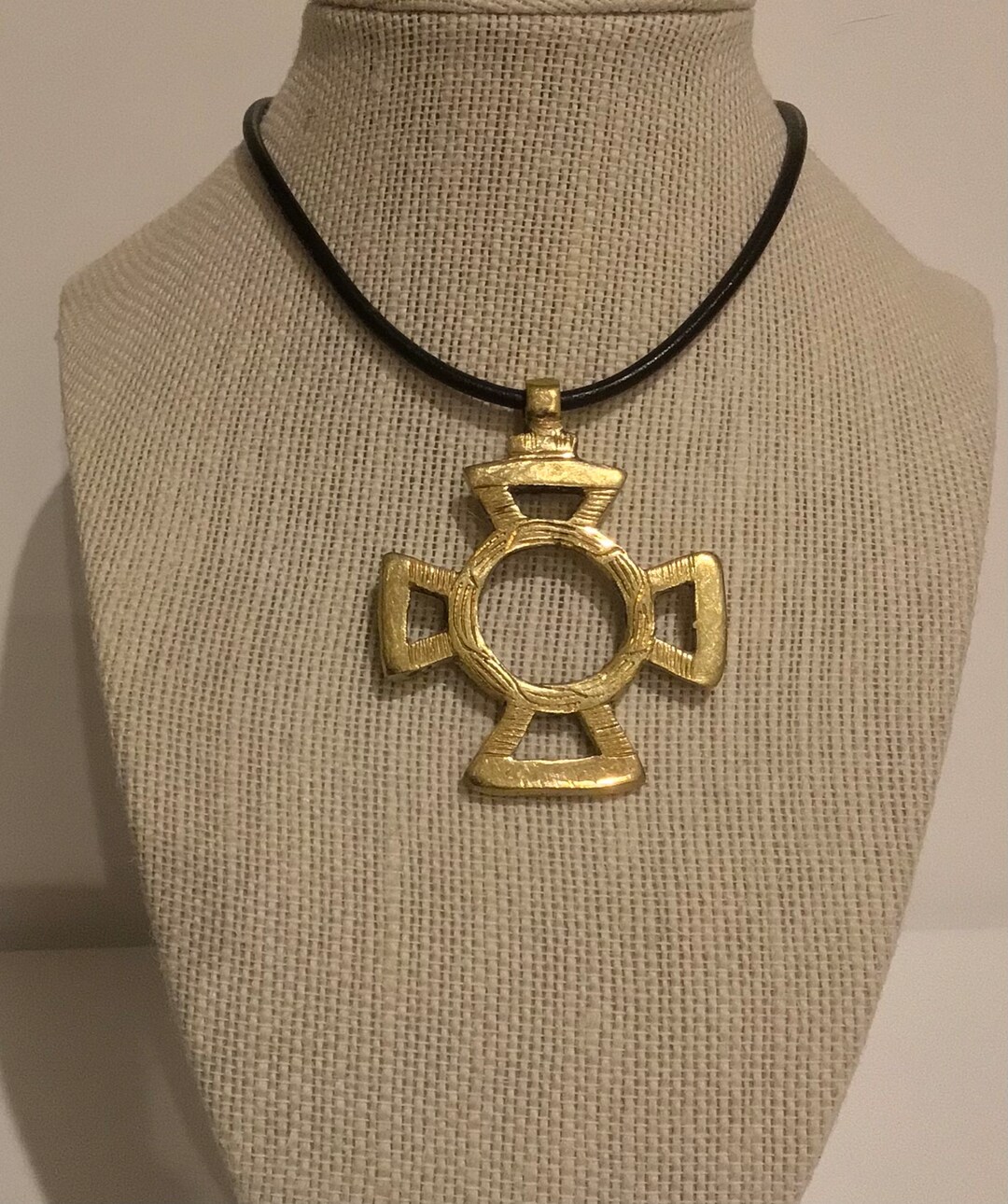 Large Gold Coptic Cross Necklace: Ethiopian Leather Choker - Etsy