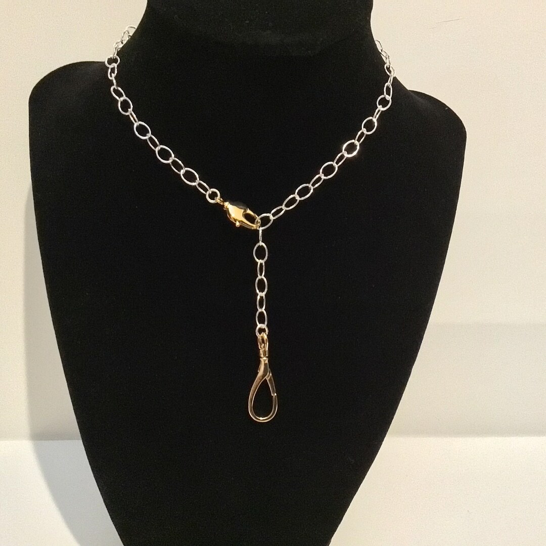 Sterling Silver Chain Lariat: Two-tone Gold Clasp Wrap Necklace - Etsy