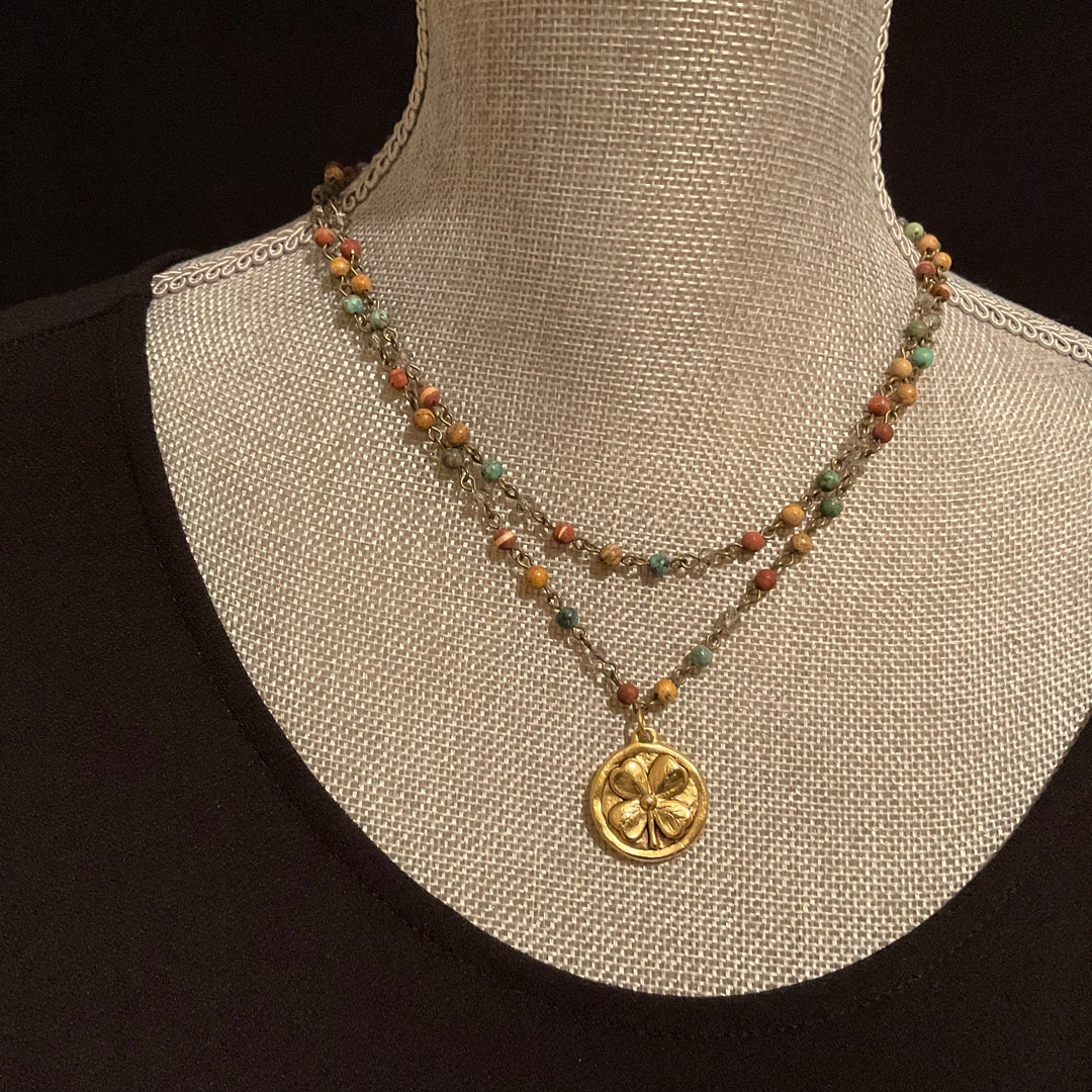 Claddagh Shamrock Rosary Necklace: Pewter Coin Pendant, Spiritual ...