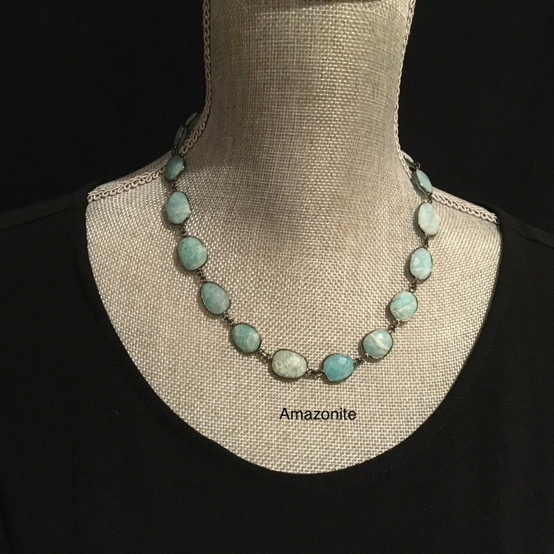 Gunmetal Carabiner Choker Amazonite Turquoise Dendrite Opal - Etsy