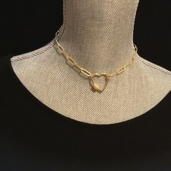 Heart Lock Paperclip Necklace - Etsy