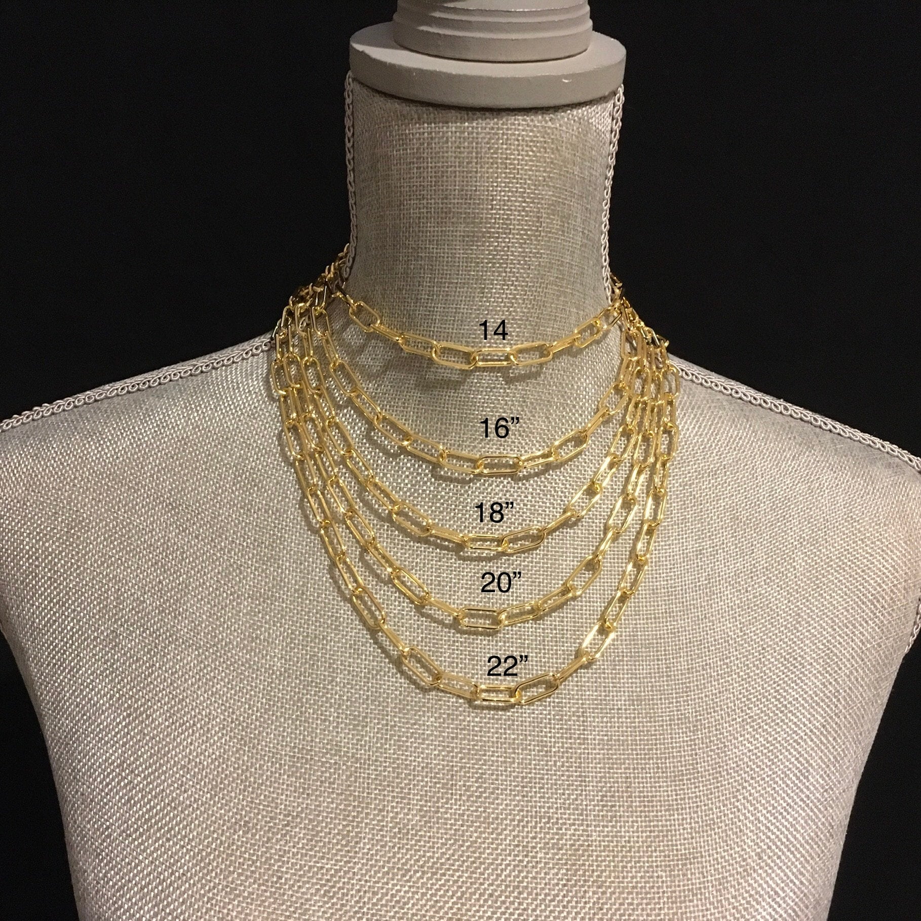 Pave Gunmetal Carabiner Clasp Choker, Silver or Gold Paperclip Chain ...