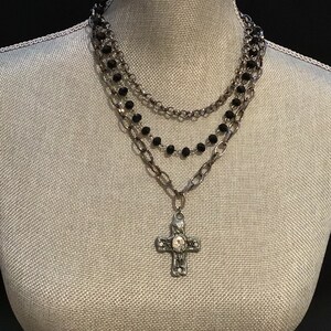 Rosary Chain Necklace Set, Medieval Rustic Cross Necklace, Boho Beaded ...