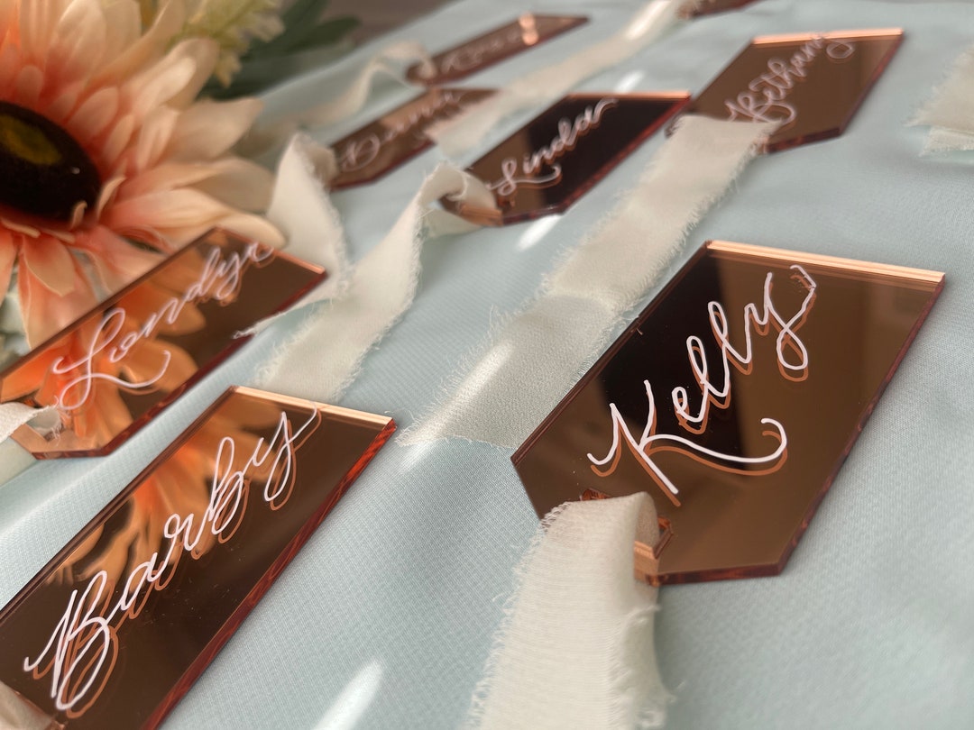 Custom Acrylic Gift Tag Rose Gold 2x3, Personalized Name Gift Tag ...