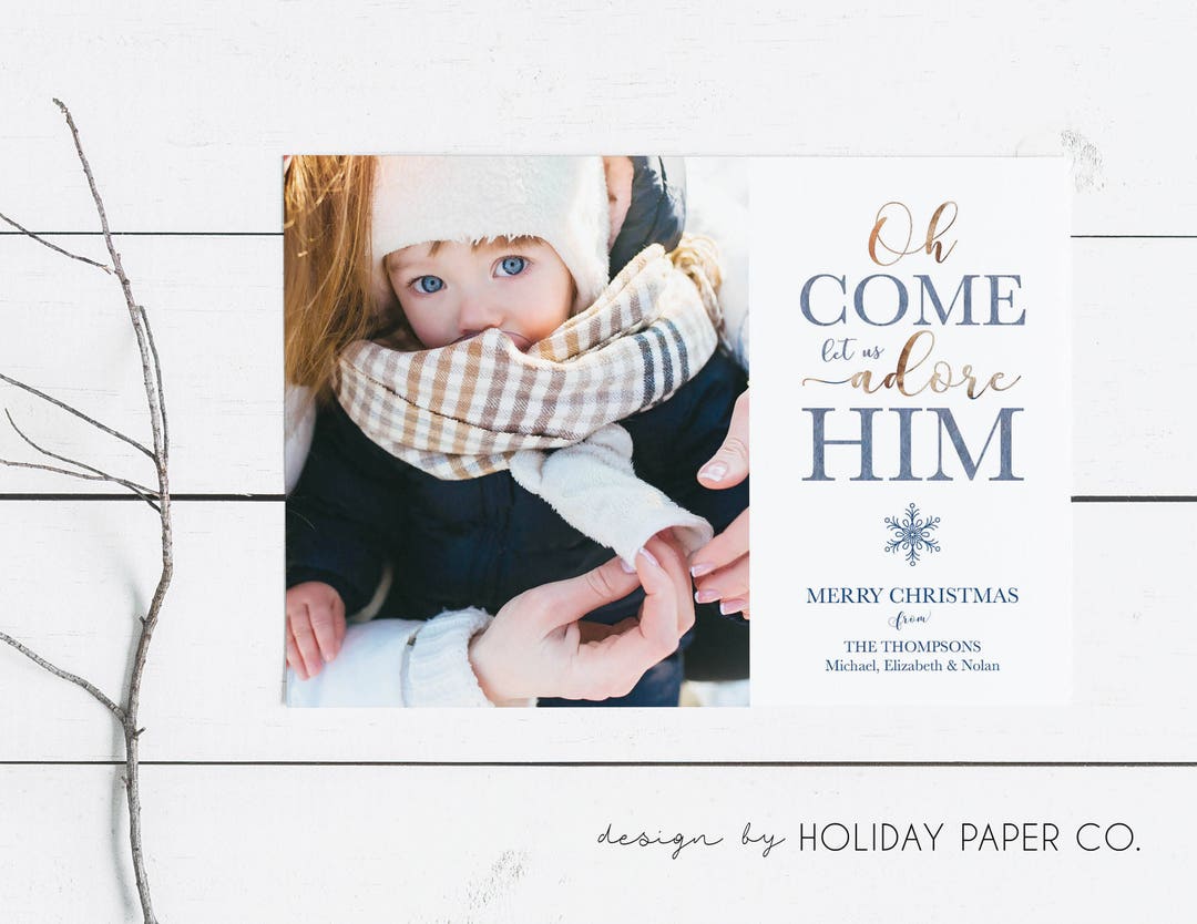 Baby Boy Christmas Card, Oh Come Let Us Adore Him, New Baby Christmas ...