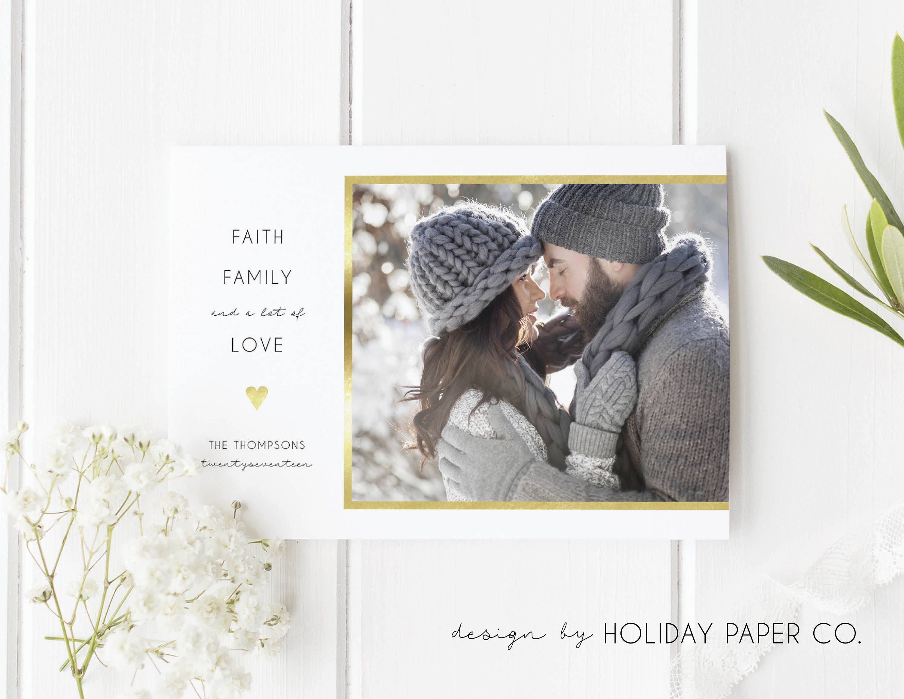 Religious Christmas Card Photo, Minimalist Christmas Card With Gold ...