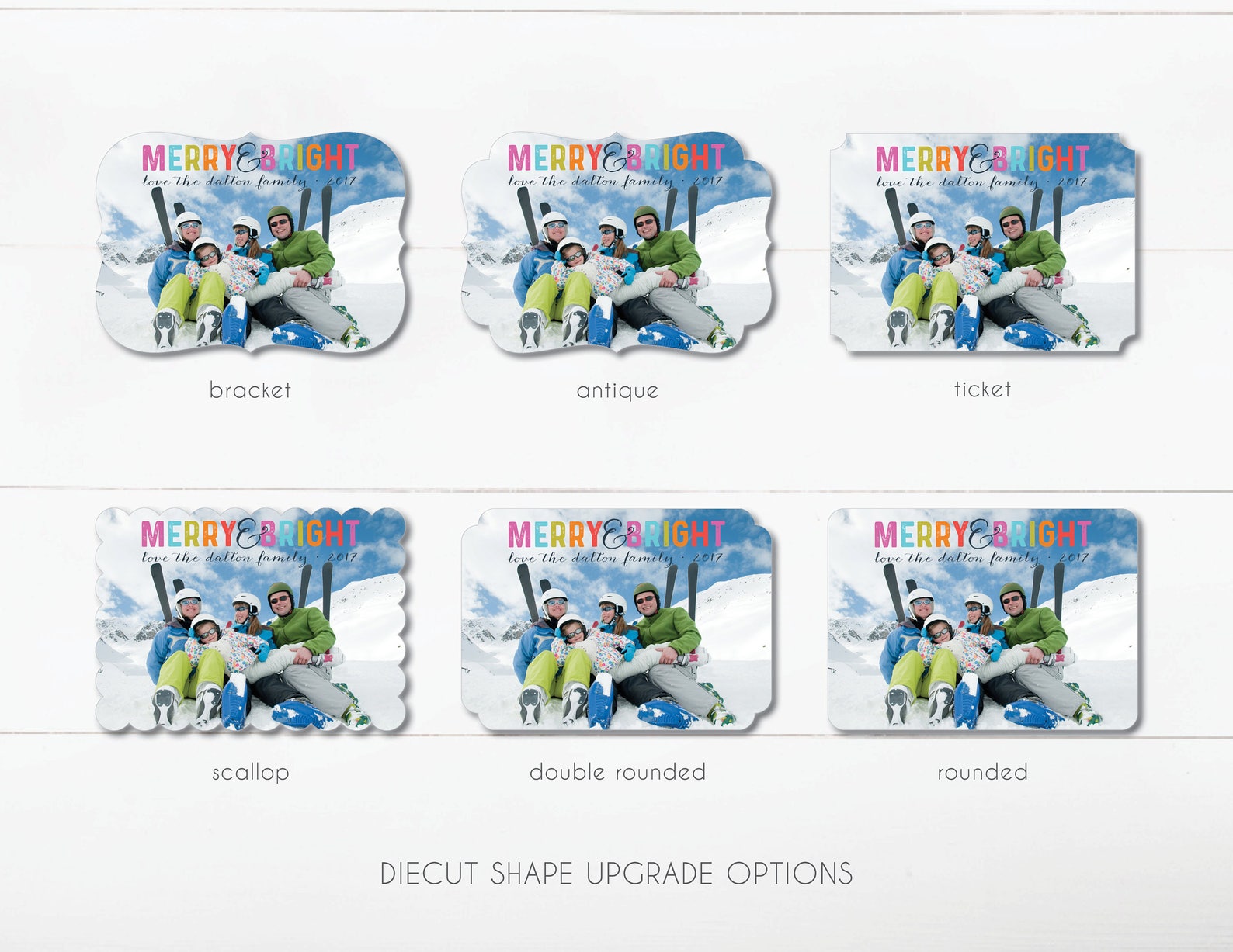 Merry & Bright Christmas Photo Card, Colorful Christmas Card, Family ...