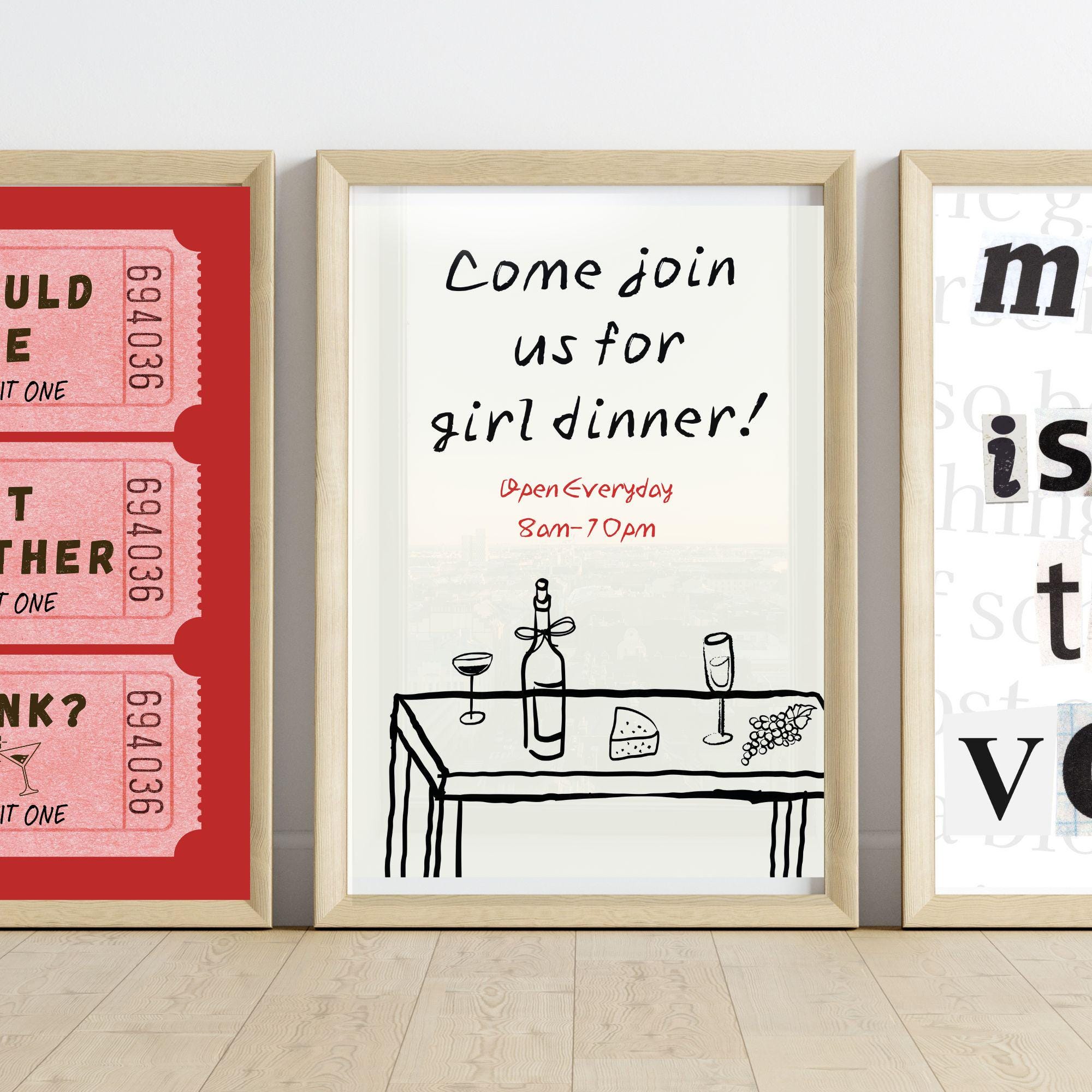 Girl Dinner Poster, Digital Download, Girly Core, Pinterest Aesthetic ...