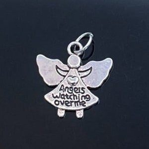 Guardian Angel Watch Over Me Charm Silver Tone DIY Jewelry Making Charm ...