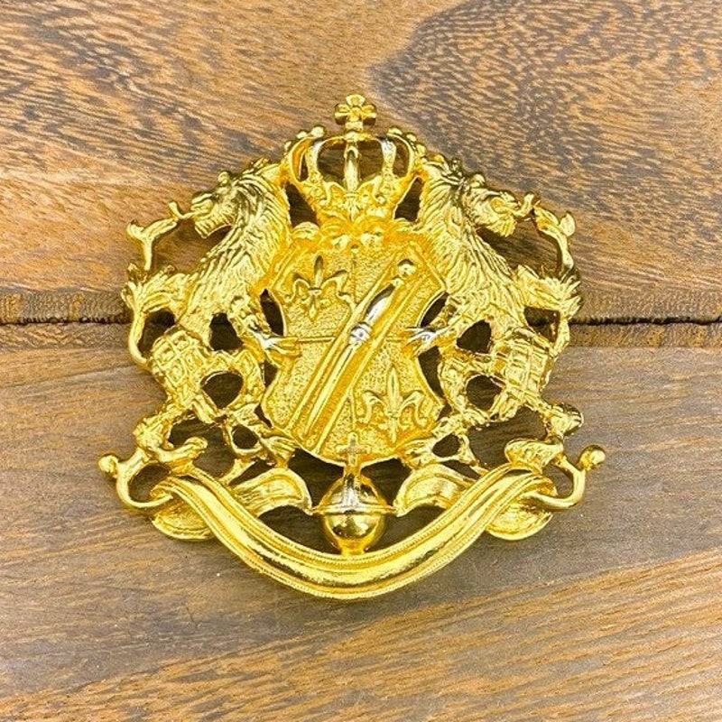 Lion Crest Brooch - Etsy