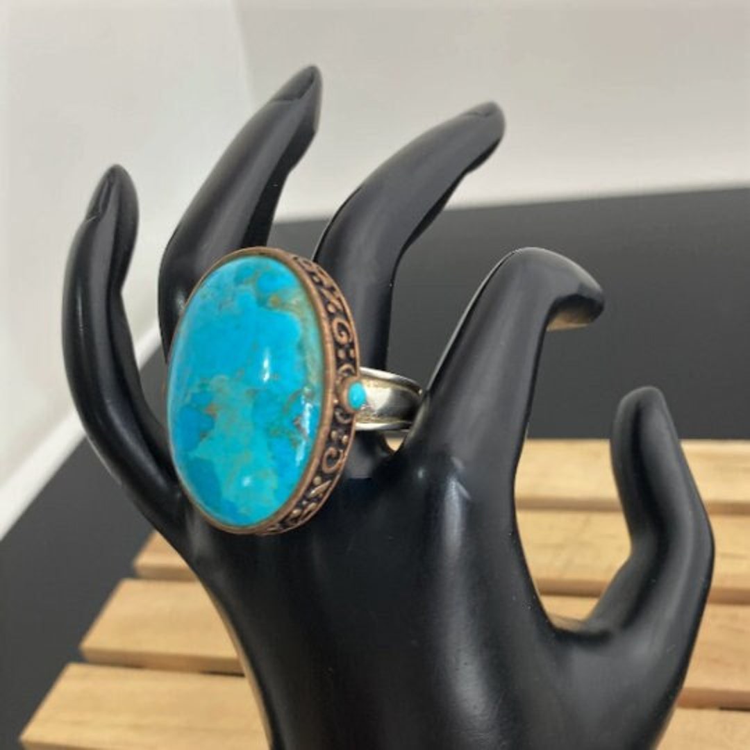 Vintage Barse Two Tone 925 Sterling Silver Turquoise Ring Copper ...