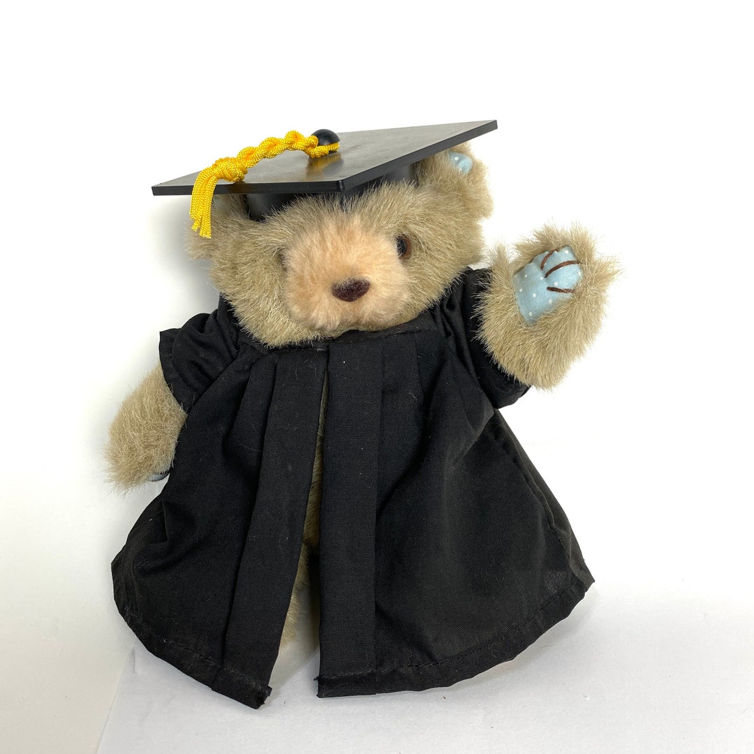 Vintage Graduate Teddy Bear Cap and Gown Bear Made 1989 Blue Paw Pads ...