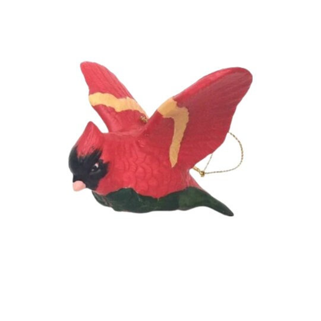 Vintage Ceramic Red Cardinal Ornament Flying Redbird Figurine Christmas ...