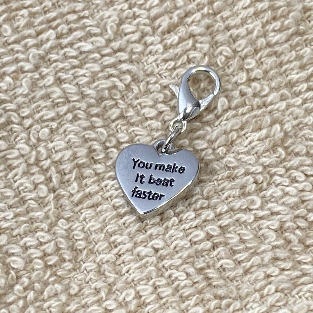 Heart Beat Charm You Make It Beat Faster Silver Tone Shape Heart Shaped ...