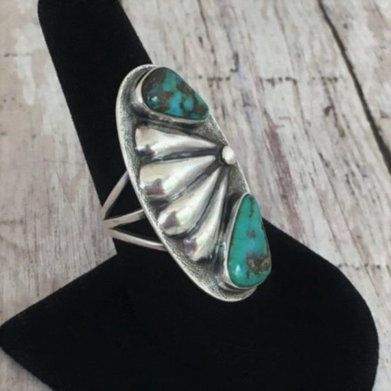 Vintage Signed Southwestern Turquoise Sterling Silver… - Gem Vintage Signed Southwestern Turquoise Sterling Silver… - Gem