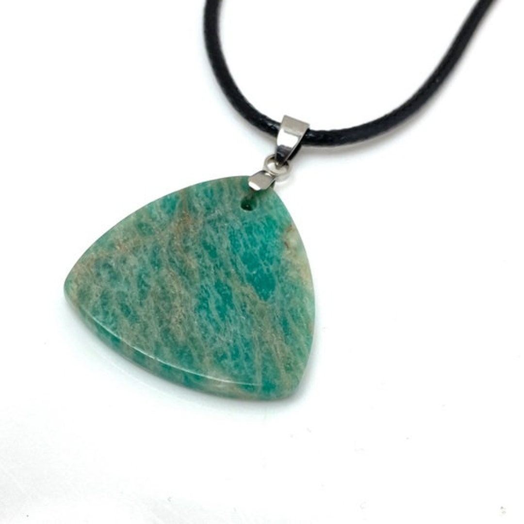 Amazonite Gemstone Necklace Triangle Shape Gemstone Pendant Turquoise ...