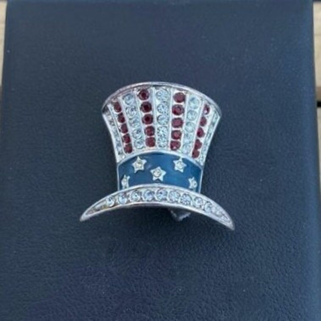 Vintage Monet Patriotic Hat Uncle Sam Red White Blue Brooch - Etsy
