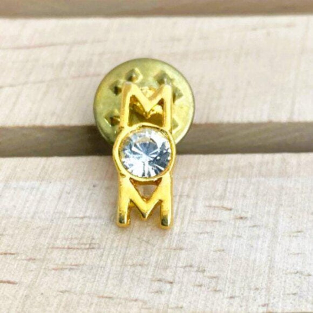 Vintage MOM Pin Mother Gold Tone Clear Faceted Stone Gift Idea - Etsy