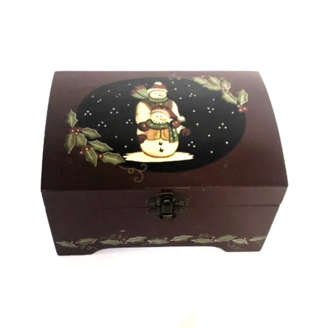 Snowman Hinged Trinket Box Keepsake Box Whimsical Snowman Country Decor ...