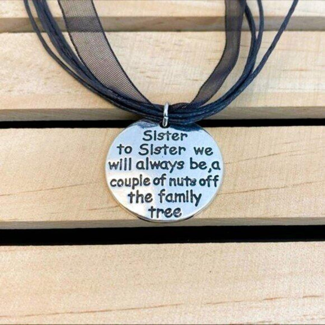 Sister to Sister We Will Always Be Silver Tone Pendant Black Cord ...