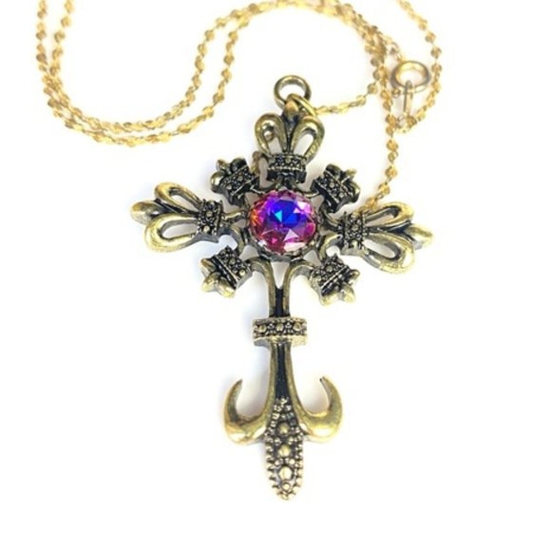 Beautiful Ornate Cross Pendant on Vintage Necklace Chain Gold Tone - Etsy