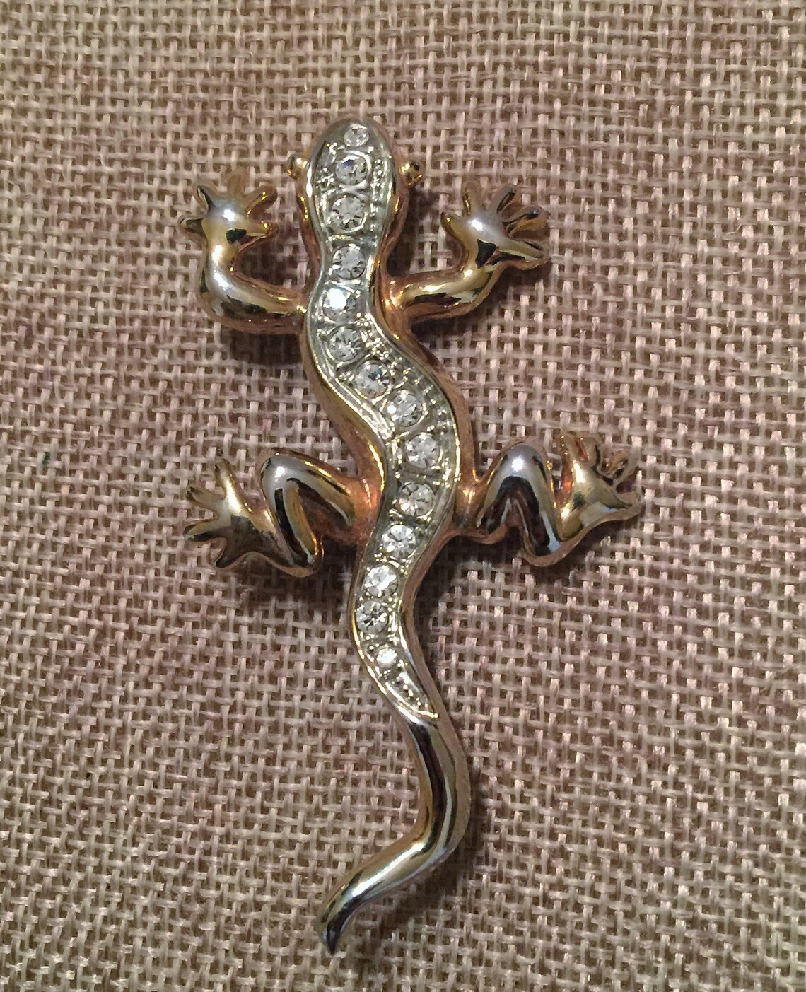 Beautiful Vintage Lizard Brooch / Gold Tone With Rhinestone - Etsy