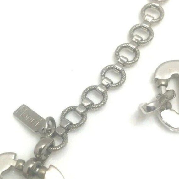 Vintage Monet Silver Tone Necklace Choker Length Trip… - Gem