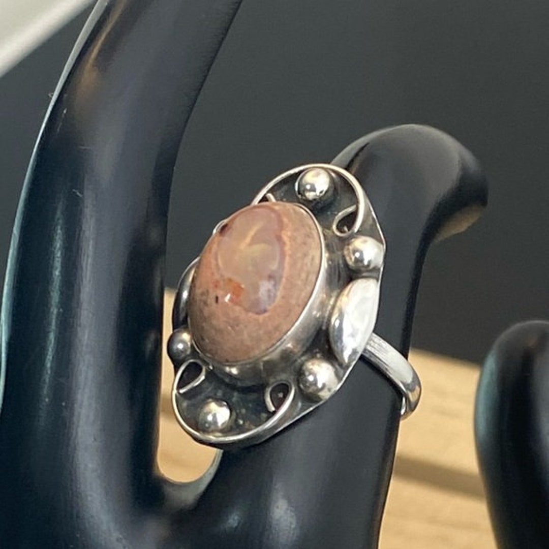 Vintage Mexican Cantera Fire Opal Sterling Silver Ring Red - Etsy