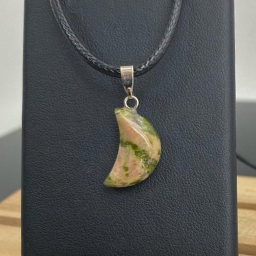 Unakite Jasper Moon Pendant Gemstone Necklace Unisex for Man Woman ...