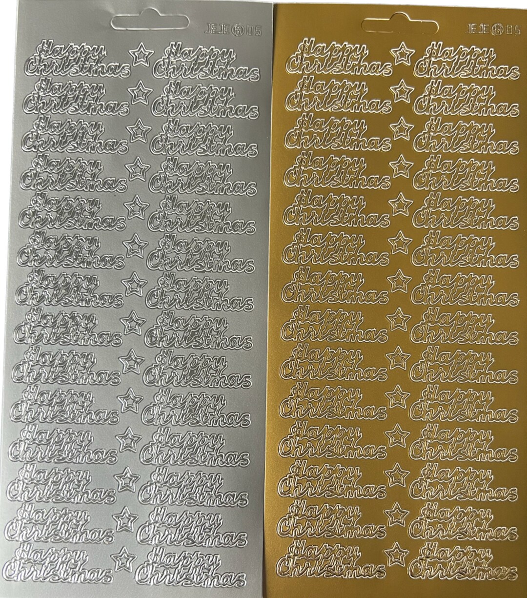 Happy Christmas Gold or Silver Sticker Sheet - Peel off Foiled Stickers ...