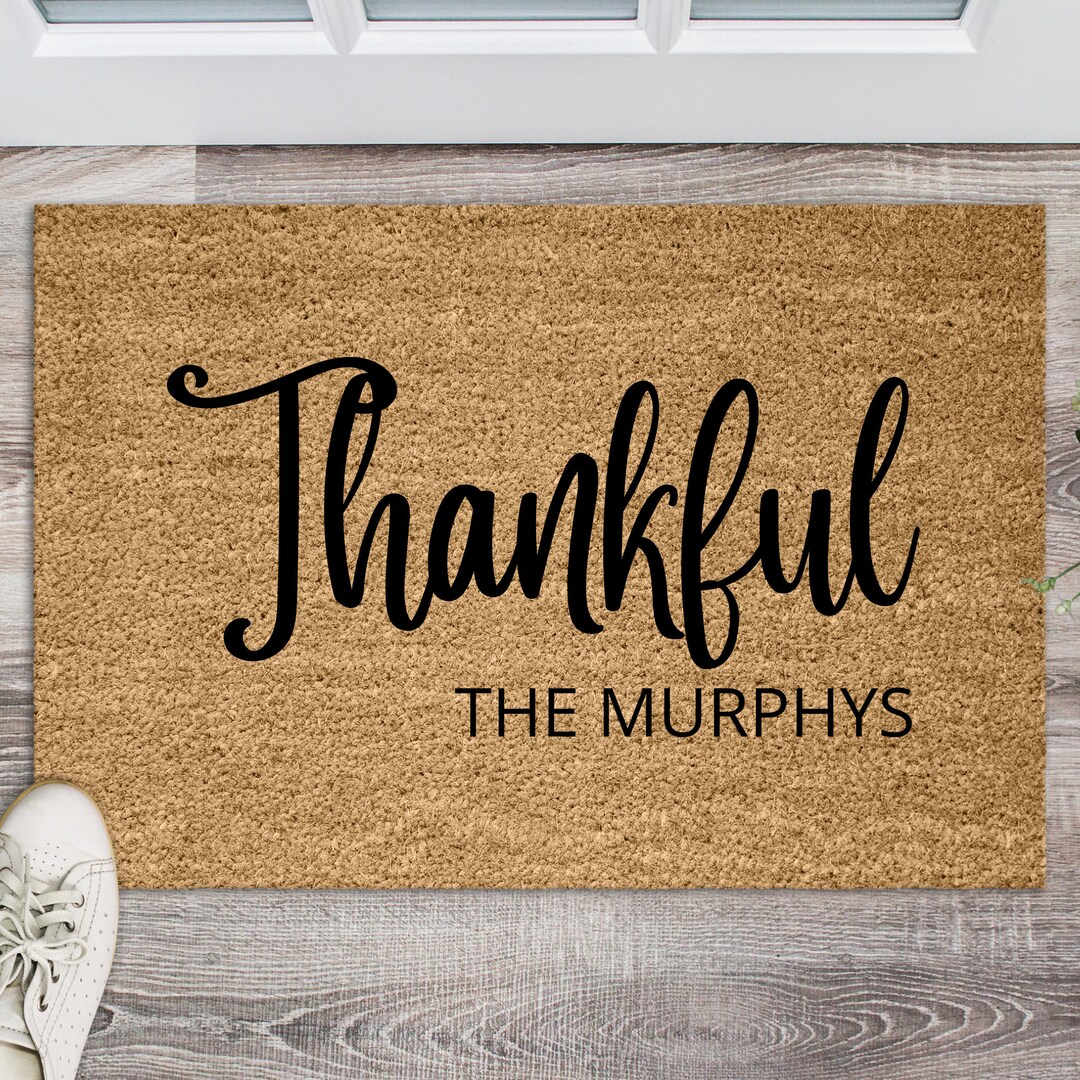 Custom Thankful Welcome Mat-personalized Welcome Mat-front Porch Mat ...