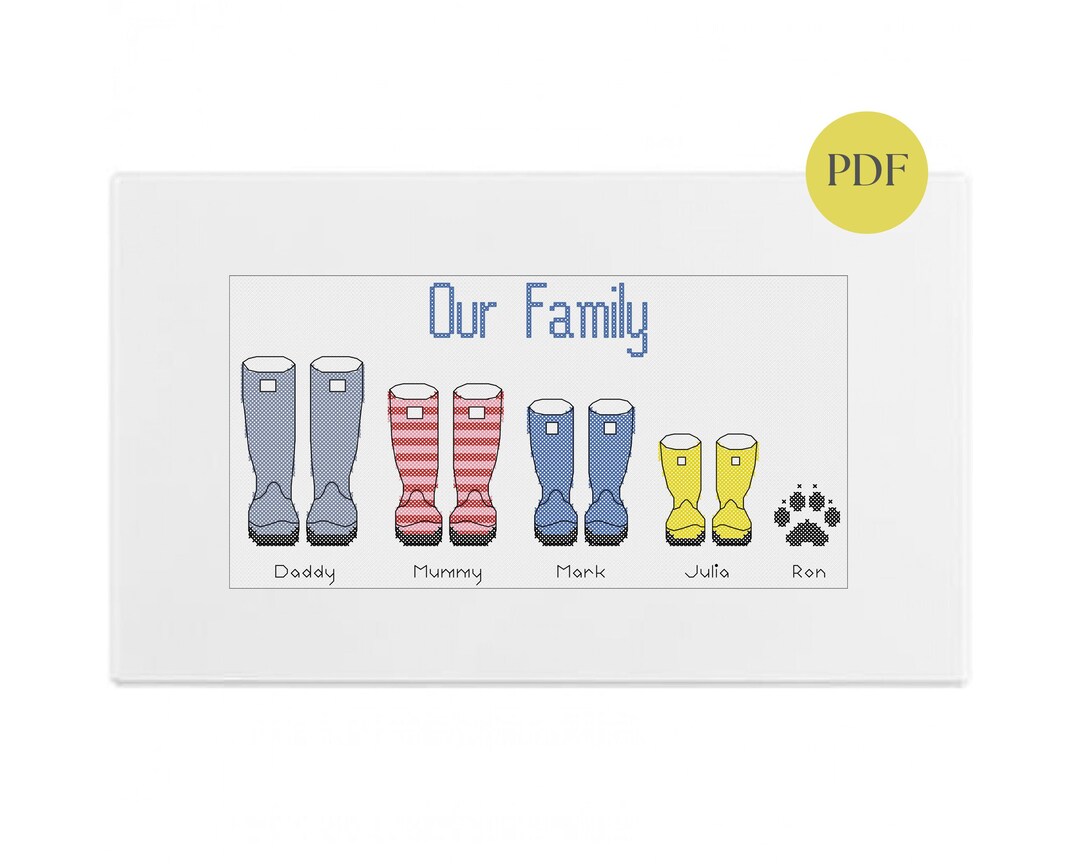 Custom Family Wellies Cross Stitch Pattern - Etsy