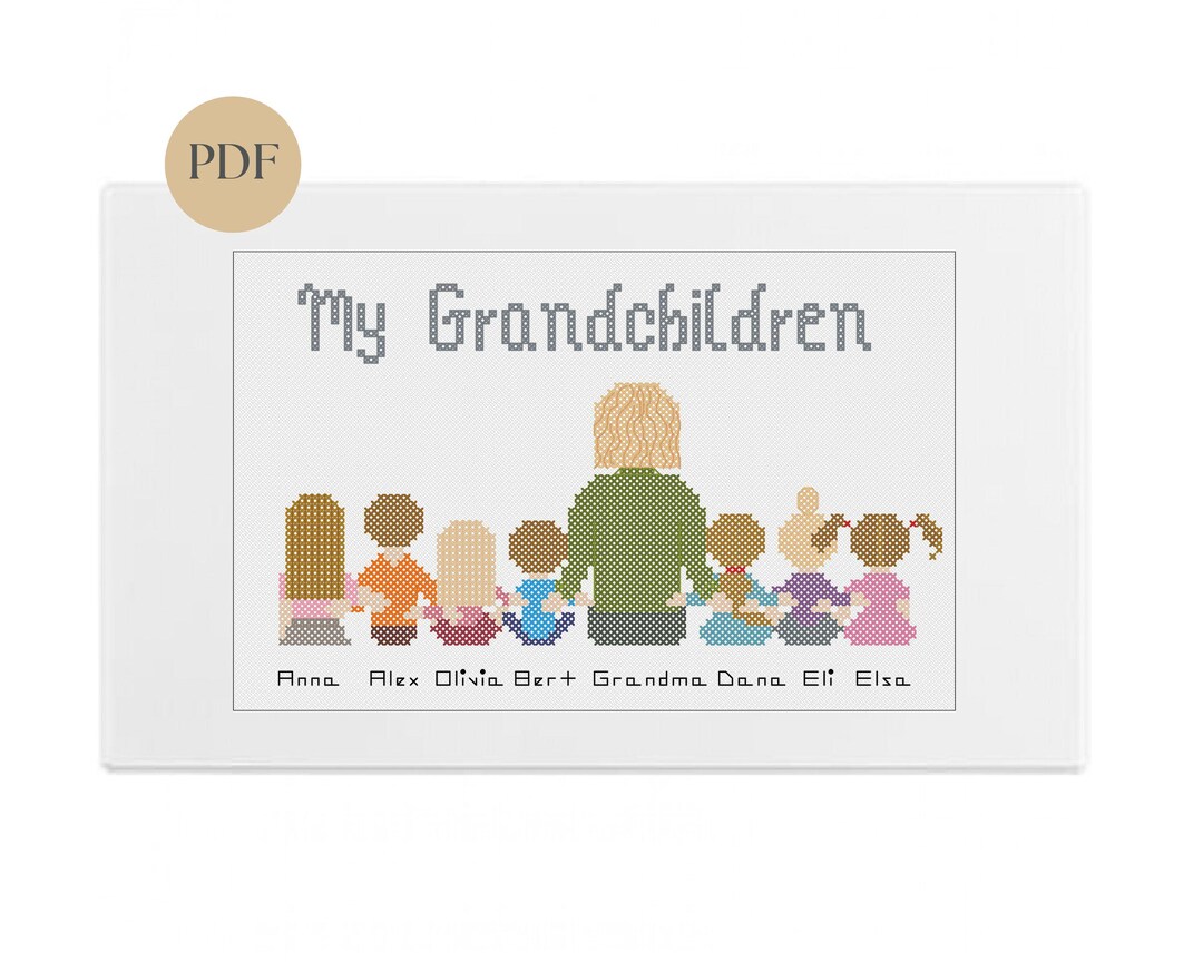 Custom Personalised Grandchildren and Grandma Cross Stitch Pattern - Etsy