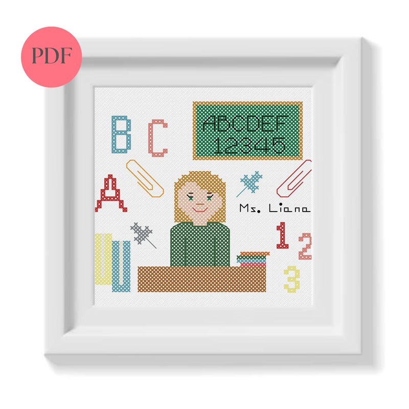 Teacher Cross Stitch - Etsy