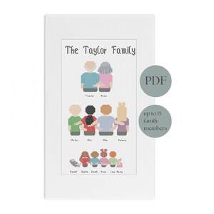 Custom Family Tree up to 15 Family Members Cross Stitch Pattern ...