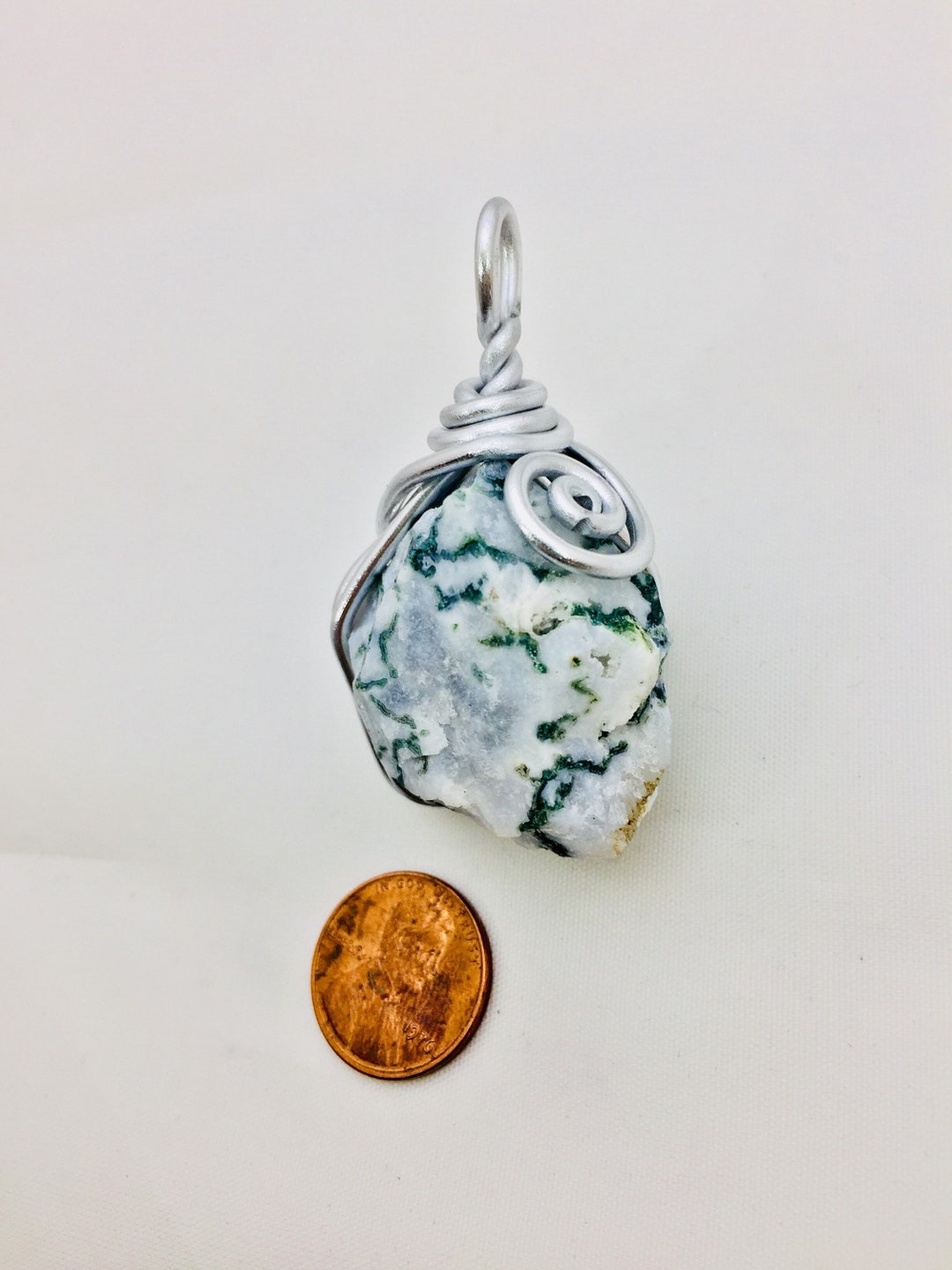 Raw Tree Agate Wire Wrap Necklace, Wire Wrapped Tree Agate, Raw Agate ...