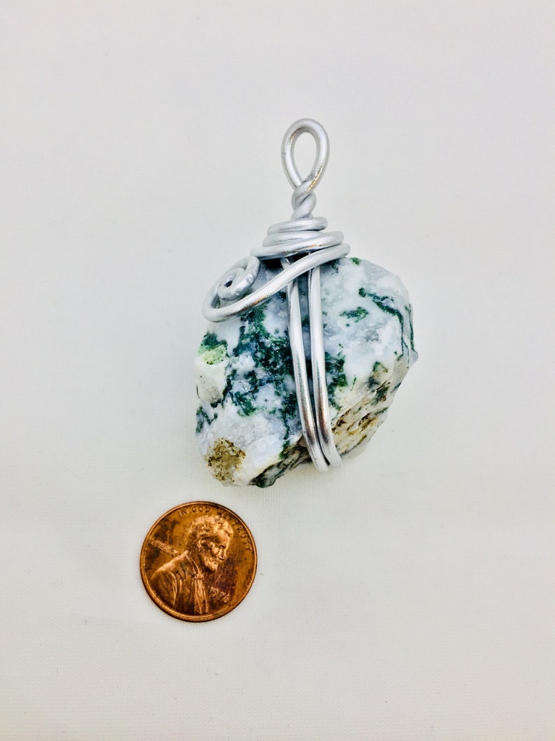 Raw Tree Agate Wire Wrap Necklace, Wire Wrapped Tree Agate, Raw Agate ...