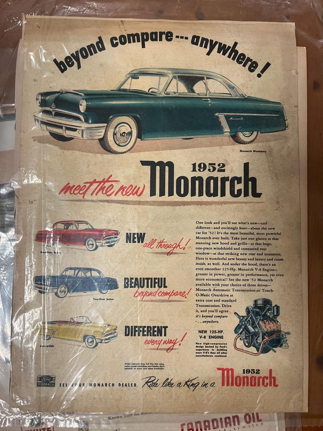 Ford Monarch 1952 Vintage Car Ad - Etsy