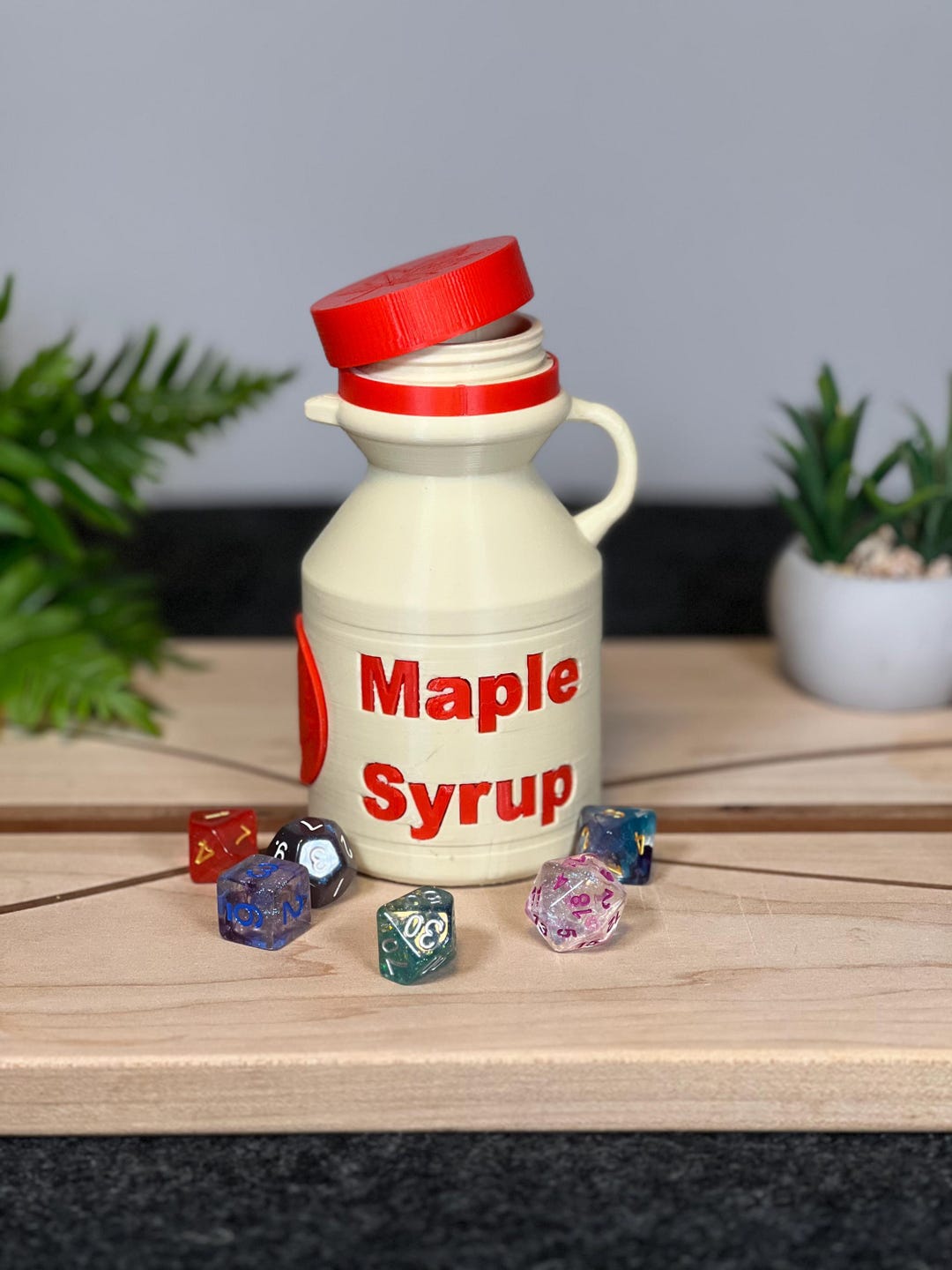 3D Printed “maple Syrup” Dice Container – Secret Dice Storage Bottle ...